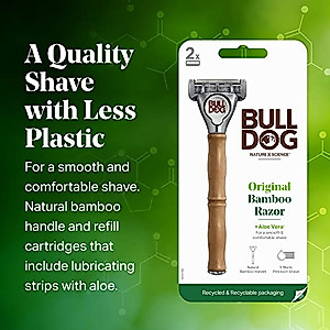 Bulldog Mens Skincare and Grooming Original Bamboo Razors for Men with a Natural Bamboo Razor Handle and 2 Razor Refills