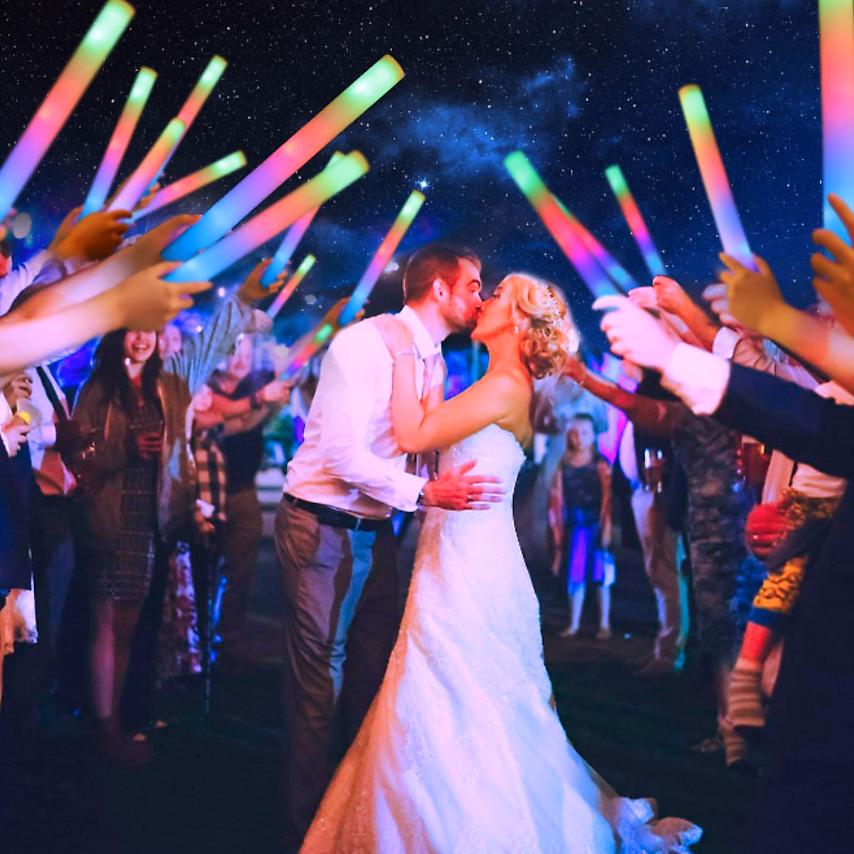 HONLYNE 38 PCS Giant 16 Inch Foam Glow Sticks with 3 Modes Colorful Flashing, LED Light Stick Gift, Glow Sticks Party Pack for New Year, Wedding, Raves, Concert, Christmas