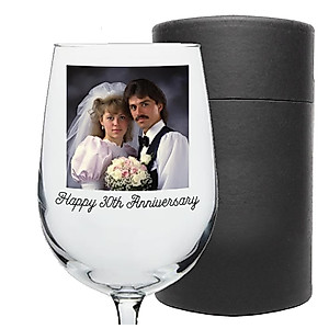 Personalized 16oz Photo Picture Print Stemmed Wine Glass - Wedding Gifts Anniversary for Couple, Parents Husband Wife, Mother's Day Gift 20th 25th 30th 40th 45th 50th 60th, Year Anniversary