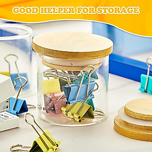 Sawysine Yogurt Jar Lids Set Reusable Bamboo Wooden Lids Round Canning Lids with Silicone Sealing Rings Compatible with Oui Yogurt Jars Jar Not Included(36 Pack)