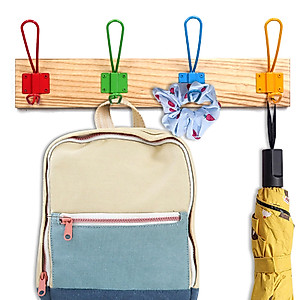 KYSMOTIC Kids Wall Hooks for Boys and Girls for Jackets Coats Backpacks Robes and Towels - Perfect Children Coat Rack Wall Mounted for Classroom Bedroom and Bathroom - Set of 8