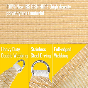 6' x 8' Sun Shade Sail Canopy Awning Permeable Fabric Pergola Cover, for Outdoor Patio Lawn Garden Backyard Carport, Beige