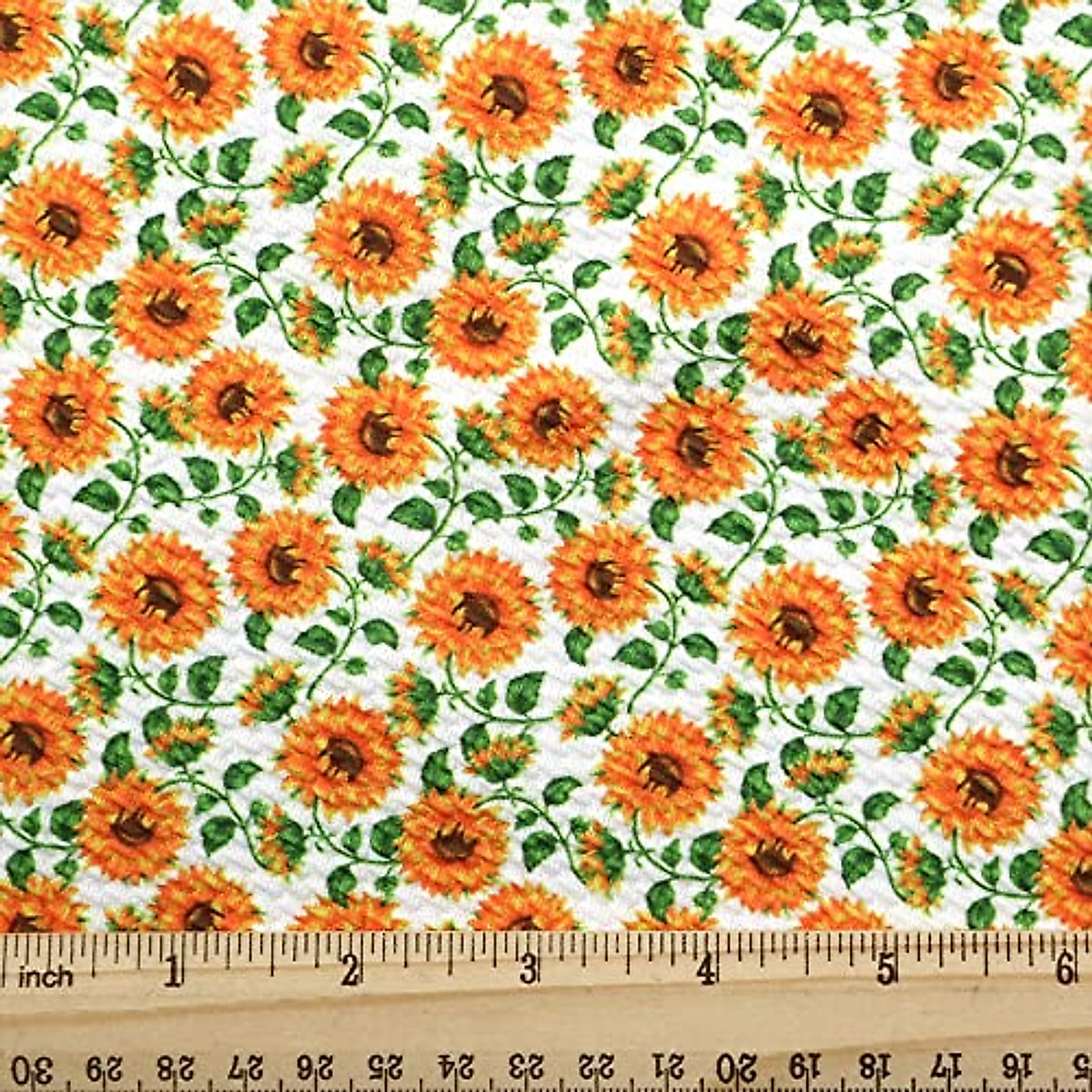 David Angie Sunflower Printed Bullet Textured Liverpool Fabric 4 Way Stretch Spandex Knit Fabric by The Yard for Head Wrap Accessories (Flower)