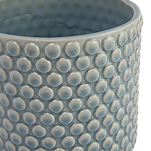 Bloomingville Coastal Stoneware Pot with Raised Dots and Crackle Glaze, Sky Blue, 6"