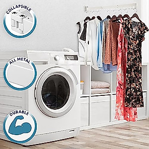 Luxe Laundry Premium Wall Mounted Clothes Drying Rack, Aluminum Wall Mounted, Foldable (Tri-Fold), Collapsible, Space Saving Clothes Drying Rack for Laundry Room, Wall, Dry-Wall, White