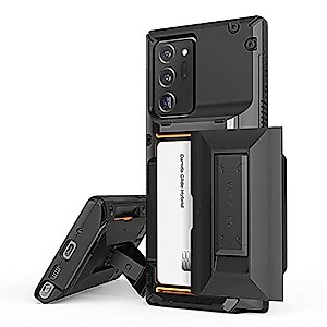 VRS DESIGN Damda Glide Hybrid Phone Case for Galaxy Note 20 Ultra, with [4 Cards] [Semi Auto] Premium Sturdy Card Wallet and Kickstand for Samsung Galaxy Note 20 Ultra 5G, 6.9 inch(2020) Black