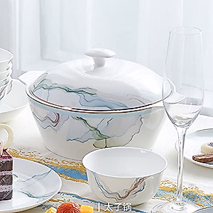 N/A Ceramic Dinnerware Set Kitchen Tableware Dinner Dish Ceramic Plates and Dishes Bowls 56pcs Combination Dishes Set