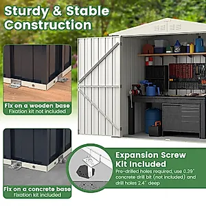 Goplus 6.8 x 3.8 FT Metal Outdoor Storage Shed, Snap-on Structures for Efficient Assembly, All-Weather Color Steel Utility Storage House w/Lockable Door, Bike Tool Sheds for Garden Yard Lawn Patio