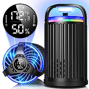 Fruit Fly Traps for Indoors, Smart Fly Trap Indoor with Temperature & Humidity Sensor, Flying Insect Trap for Plants Moths Mosquitoes Gnat Traps with Suction, Bug Lights and 10 PCS Refill - Black