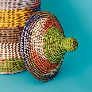 Handwoven Storage Basket Rainbow Colors (19" Medium)