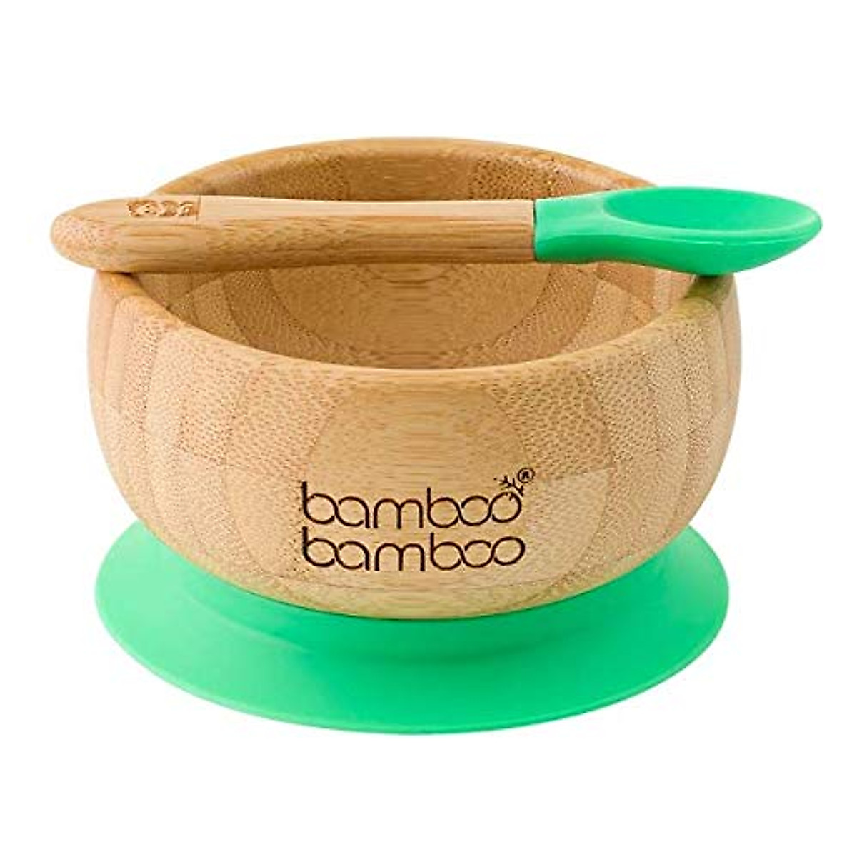 bamboo bamboo ® Suction Bowl for Baby – Bamboo Baby Bowl and Spoon Set with Removable Silicone Suction Cup for Kids | 11.8oz | Non-Toxic | Cool to The Touch | Ideal for Baby-Led Weaning (Green)