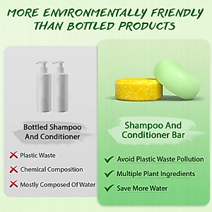 POP MODERN.C Rosemary Solid Shampoo and Conditioner Bar Set for Hair Growth, Moisturizing, 160g, 2.8219 Ounce, 2x80g Soaps, 2 Wooden Holder, Mother's Day Gift