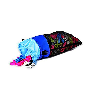 XQBAG Mesh Clothespin Bag, Large-Capacity Clothespin Storage Organizer with Hooks, Multi-Purposes Storage Mesh Bag Drawstring Closure Bag (Blue)