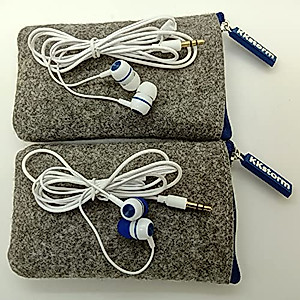 KKstorm Kids Headphones for School Kids: Kids Wired Headphones Wired Earphones Wired for Kids Earphones for Kids Earbuds Wired Headsets in Ear Earbuds in Felt Pouch KK-211 2PACK Blue White