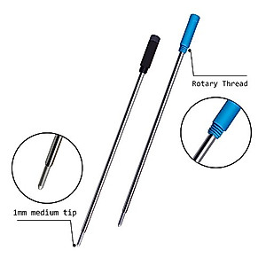 4.5” Replaceable Ballpoint Pen Refills, 30 Pack Smooth Writing Ballpoint Refills for Cross Style Pen (Black and Blue Ink Refills)