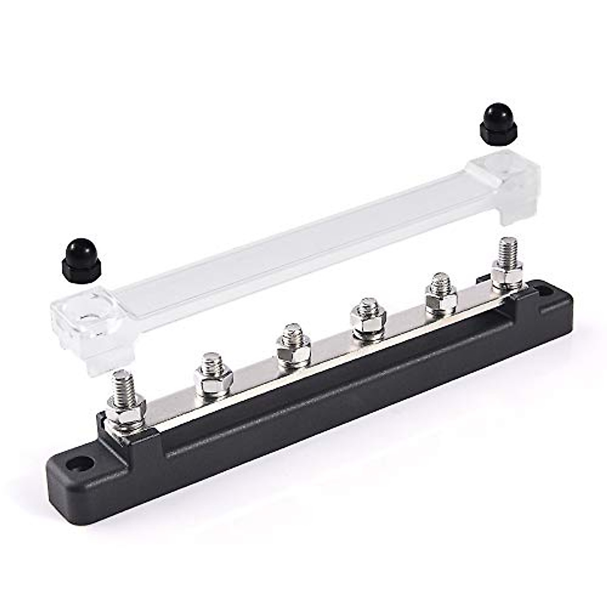 MNJ Motor 4 Terminal Bus Bar & Cover Ground Distribution Block - Car Boat Marine Power Distribution Terminal Block