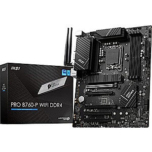 MSI PRO B760-P WiFi DDR4 ProSeries Motherboard (Supports 12th/13th/14th Gen Intel Processors, LGA 1700, DDR4, PCIe 4.0, M.2, 2.5Gbps LAN, USB 3.2 Gen2, HDMI/DP, Wi-Fi 6E, Bluetooth 5.3, ATX)