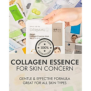 DERMAL 16 Combo Pack A Collagen Essence Full Face Facial Mask Sheet - Face Pack For Glowing Skin - Self Home Care Face Facial Mask Sheet - Korean facial Masks For Women and Men