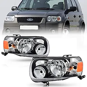 ACANII - For 2005-2007 Ford Escape Factory Style Chrome Headlights Headlamps Assembly Replacement Pair Set Left+Right