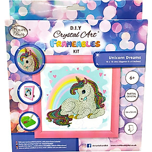 Craft Buddy Crystal Art CAFBL-4 Unicorn Rainbow, 16x16cm Frameable Crystal Art