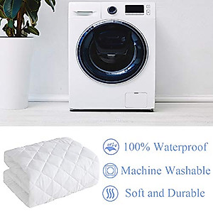 Wamsound 100% Waterproof Twin Size Mattress Pad,Quilted Fitted Mattress Cover,Deep Pocket Hollow Microfiber Alternative Filling Super Soft and Breathable Cooling Mattress Topper Skin-Friendly,18“