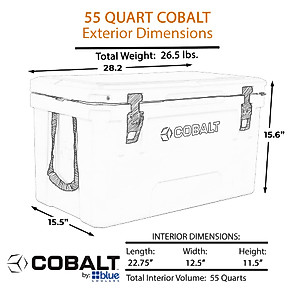 Cobalt 55 Quart Roto-Molded Super Ice Cooler | Large Ice Chest Holds Ice Up to 3 Days | (Gray)