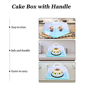 BESTOYARD Locking Cake Carrier Square Storage Container Stand for Cupcakes and Cakes with Collapsible Handles Blue,4RN9XLJITJ75218ZM915RAZF,25.5x20cm