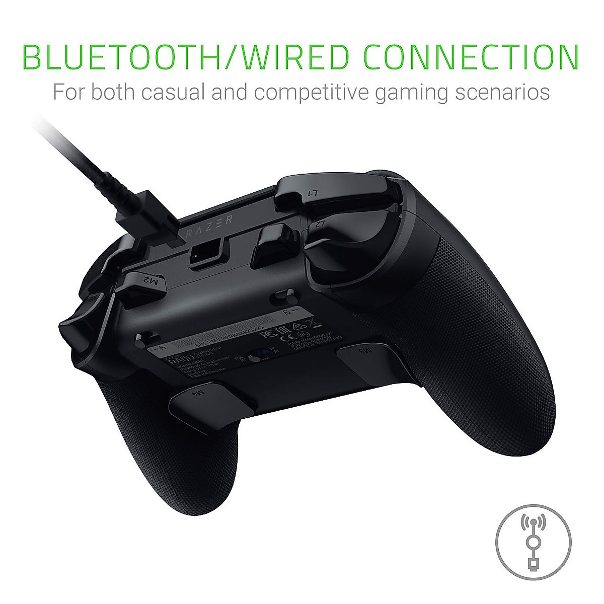 Razer RZ06-02610100-R3G1 Raiju Tournament Edition Wireless and Wired Gaming Controller with Mecha Tactile Action Buttons, Interchangeable Parts and Quick Control Panel, Black