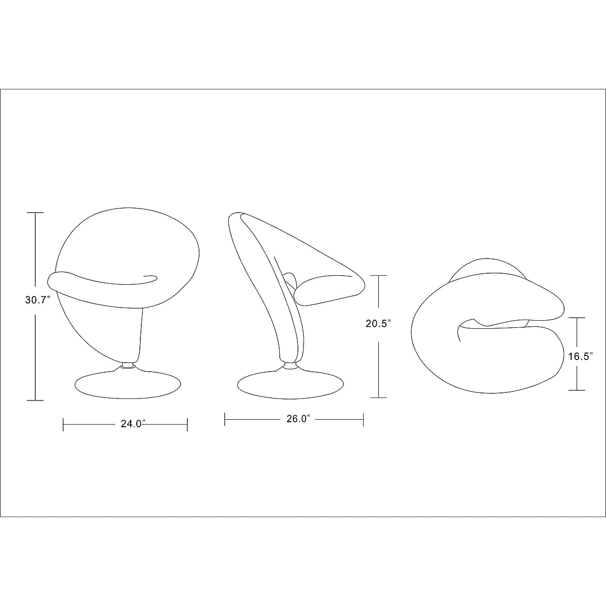 Manhattan Comfort Curl Fabric Swivel Accent Chair in Orange (Set of 2)