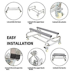 HECASA Personal Watercraft Jet Ski Dolly Stand Boat Storage Trailer Vehicle Cart for Sea-Doo Yamaha Kawasaki Adjustable Carpeted Bunks W/ Four Casters & Two Brakes 1000lbs Capacity