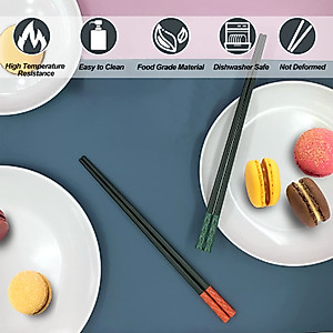 5 Pairs Fiberglass Chopsticks, Slivek Reusable Premium Japanese Chinese Korean Chopsticks Dishwasher Safe, Non-slip, Lightweight, 9.84 inches - Black