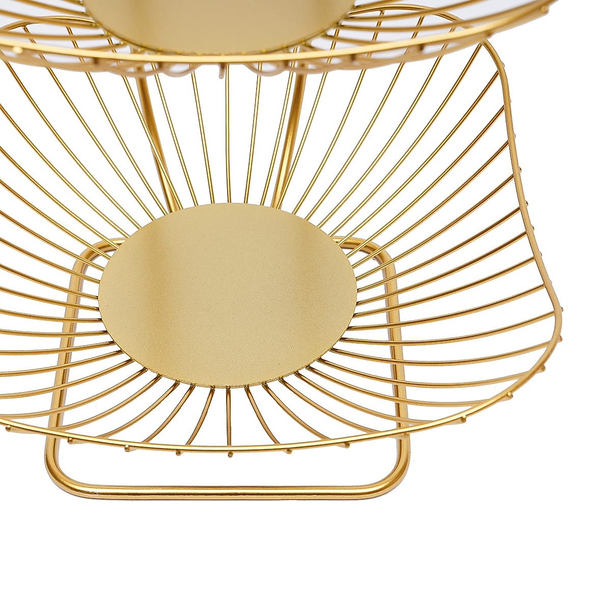 Fruit Rack Fruit Stand Metal Fruit Basket 3 Tier Countertop Fruit Bowl Vegetable Holder Fruit Snack Storage Baskets Fruit Tray (Gold)