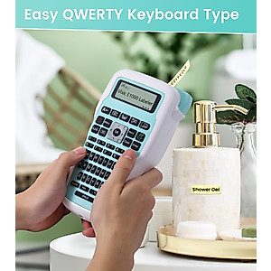 Vixic Label Maker Machine, Portable Label Maker with QWERTY Keyboard, Handheld Label Printer One Touch Key, Easy to Use Labeler, Cable Label Maker for Home Industrial Organization, Green