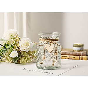 YJ Fake Flowers with Vase, Silk Roses Artificial Flowers in Vase, Faux Flower Arrangement with Vase Suitable for Home Office Decoration, Dining Table Centerpiece(White)