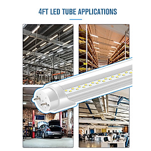 ELEKICO 20-Pack T8 Led Bulbs 4 Foot, 24W 3600LM 6500K Daylight 4' T8 Led Light Bulbs, Ballast Bypass, G13 Base Type B Dual-End Powered 4ft Led Tube Light, Led Replacement for Fluorescent Tubes