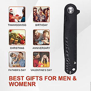 Dinoclier Empoleon Pocket Knife, Black 3.54" D2 Blade G10 Handle Ball Bearings Pivot Flipper Folding Knife