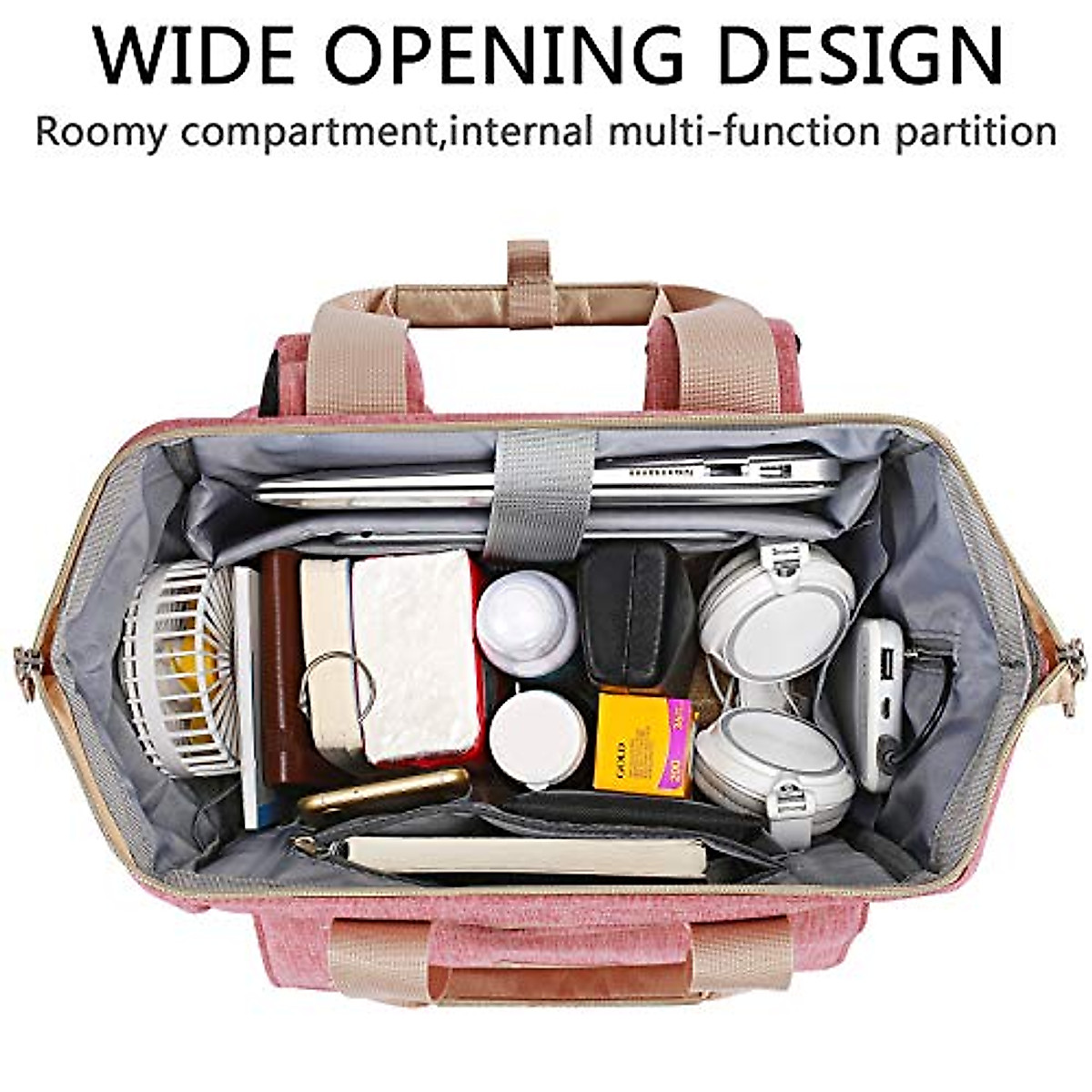 Janiful Laptop Backpack for Women, Teacher Doctor Nurse for 15.6 Inch Laptop,Large Travel Airline Approved Wide Open College Shoulder Purse Backpack Bag