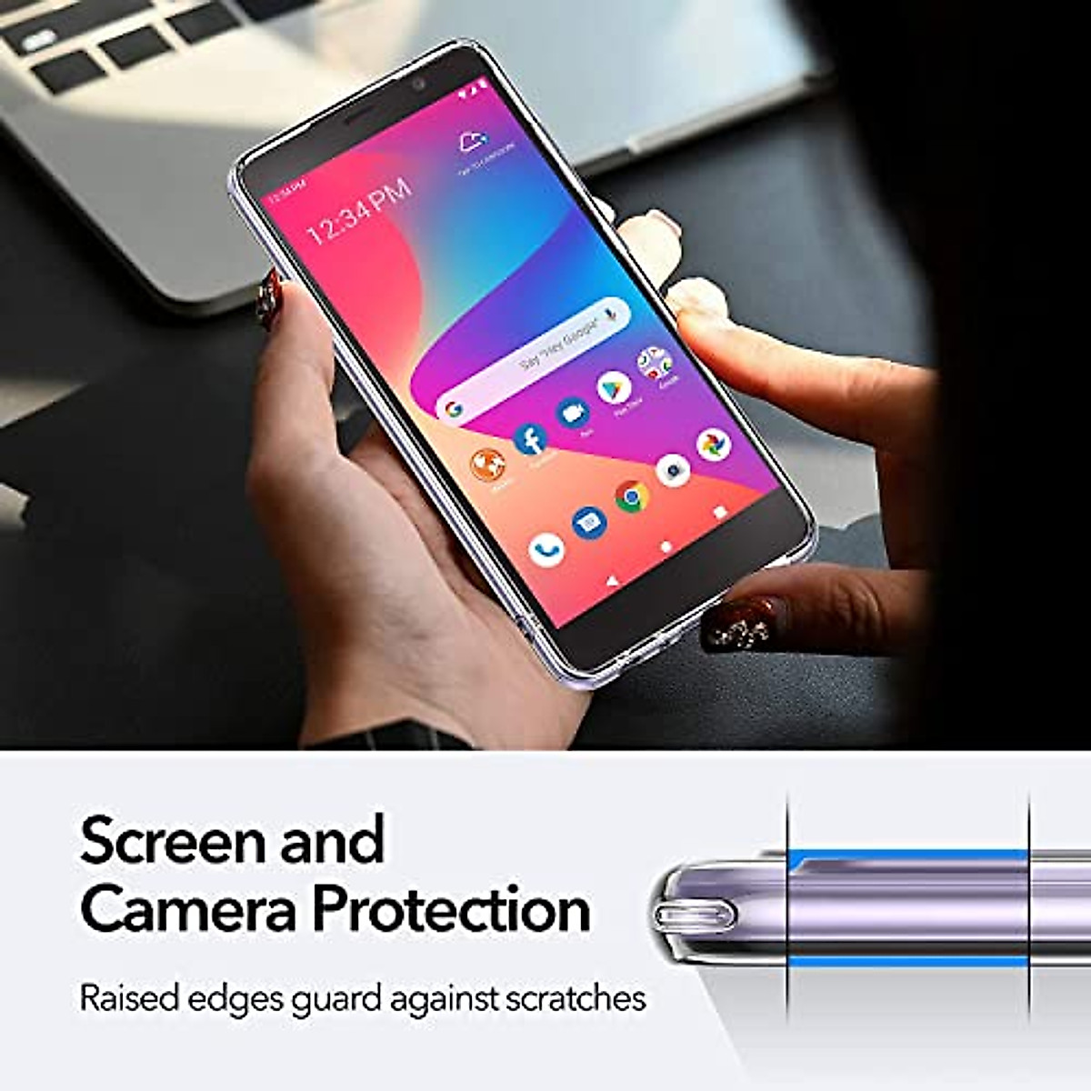 YJROP (3-Pack) for BLU View 2 Case, for BLU View 2 B130DL Case, Soft Clear TPU [Scratch-Resistant] Drop Silicone Bumper Protection Shockproof Phone Case Cover for BLU View 2 B130dl,Flower