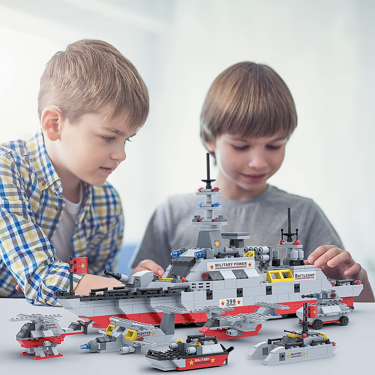 City War Battleship Building Block Set, Military Warship with Rescue Helicopter, Patrol Boat, and Army Vehicle, Best Aircraft Carrier Toys Birthday Gift for Kids and Boys Ages 6+ (952 Pieces)