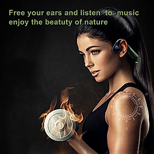 Bone Conduction Headphones Waterproof IPX8 Underwater Swimming Open Ear Earphones for iPhone Android Workout Bluetooth Over Ear Phones Built-in Microphone Headset for Running Swim Cycling Gym Green