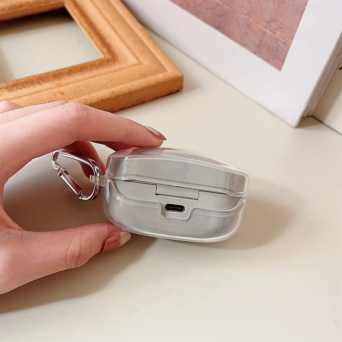 Cute Cartoon Style Soft TPU Protective Crystal Clear Transparent Case Cover Compatible with Sony WF-1000XM4 Earbuds, Protective Skin Sleeve with Key Chain (A)