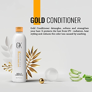 GK HAIR Global Keratin Gold Conditioner (8.5 Fl Oz/250ml) Hair Moisturizing Shine and Protection With Argan Oil, Shea Butter, Natural Oils All Hair Types