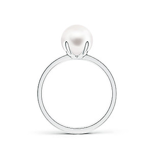 Angara June Birthstone - Classic Solitaire Freshwater Pearl Ring in Silver (8mm)
