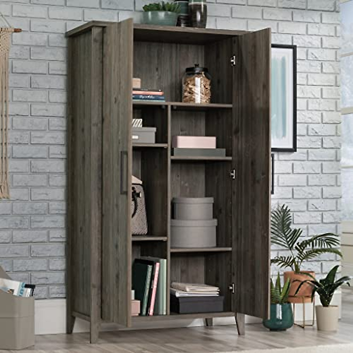 Sauder Summitt Station Storage Cabinet, L: 35.28" x W: 17.13" x H: 63.90", Pebble Pine