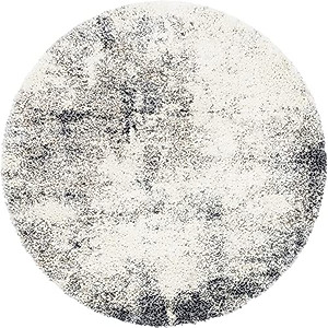 Rugs.com Soft Touch Shag Collection Round Rug – 6 Ft Round Pebble Gray Shag Rug Perfect for Kitchens, Dining Rooms