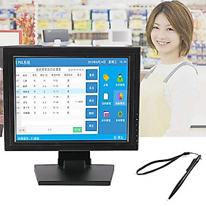 17 Inch LCD Touch Screen Monitor with Multi-Position POS Stand, USB VGA VOD HDMI Monitor Touchscreen POS 300 Cd/M2 1280x1024 High Res for POS/PC, Retail, Restaurant (17 Inch with speaker & HDMI)
