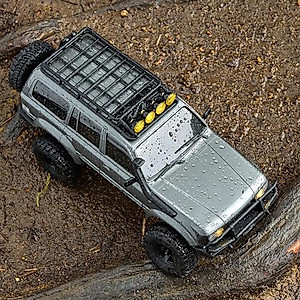 BEEZRC FMS RC Crawler 1/18 FCX18 Land Cruiser LC80 RTR Toyota Licensed 4WD RC Rock Truck 2.4Ghz 900mAh Hobby Grade RC Car Model Mini Remote Control Car Off Road Vehicle FMS11831RTRBU(Blue)