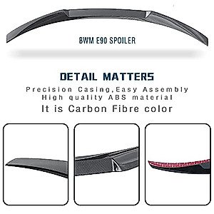 Acmex Rear Spoiler Wing Fits for 2008-2012 BMW E90 M3 Sedan & 2006-2011 E90 3 Series Sedan Trunk M4 Style 323i 325i 325xi 328i 328i xDrive 330i 330xi 335i 335d 335i xDrive M3 (Carbon Fiber)