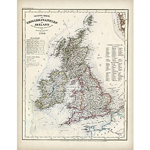 Ireland Map Print - Patriotic Home and Office Decor, Historic Old Map Wall Art Poster, Great Gift for Irish, Map Collectors and Cartography, Choose Unframed Vintage Poster or Canvas Art Prints