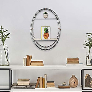 American Art Decor Hanging Wall Shelves - Wall Decor for Bedroom, Living Room, Bathroom, Office & Kitchen - Wall Mounted Shelving for Laundry Room (Round, 16.25" x 22.75")